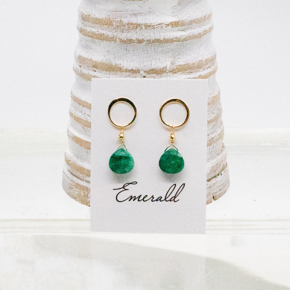Emerald Luna Gold Earrings – Susan Roberts Jewelry